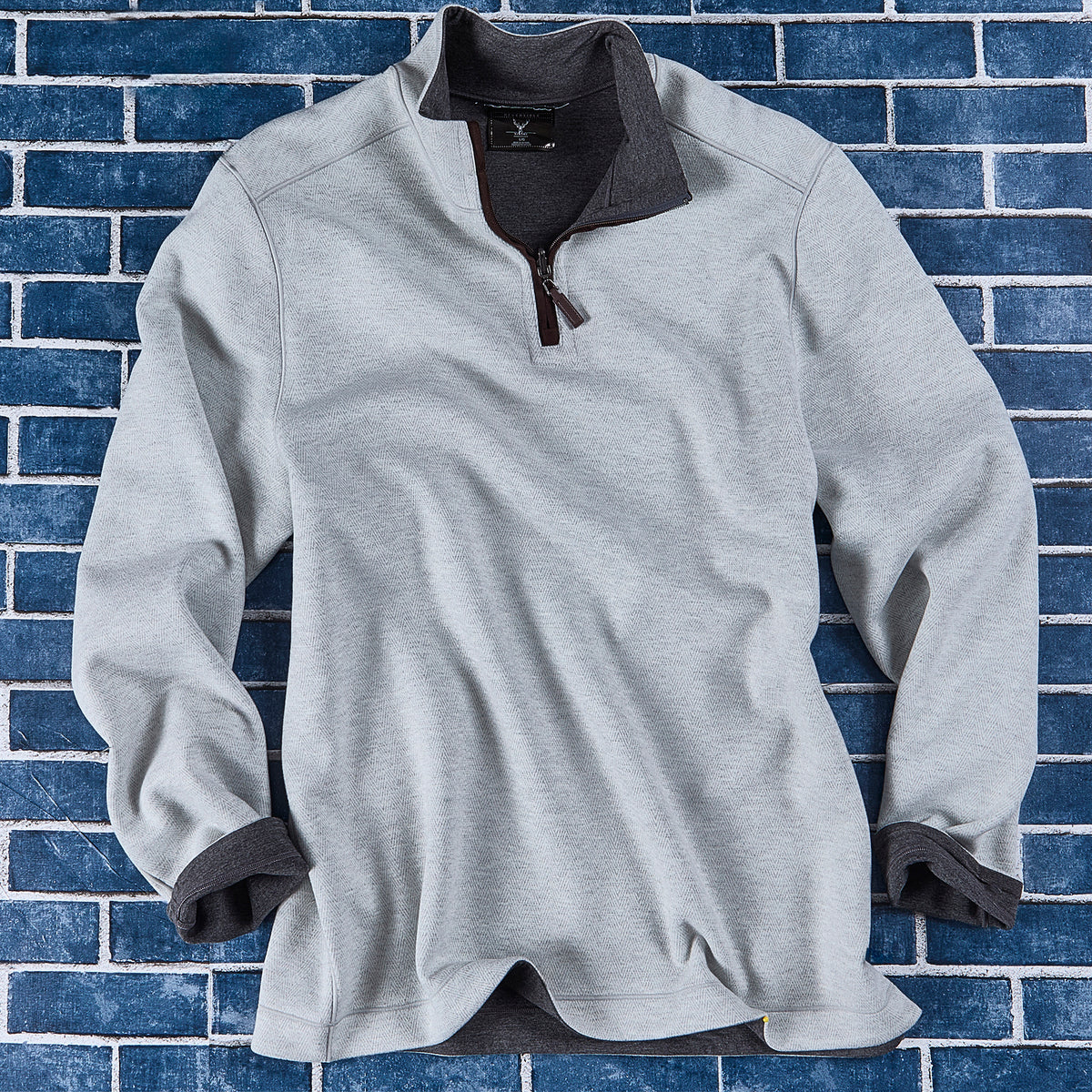 Chevron Reversible QTR Zip with Suede Placket– NicobyMens